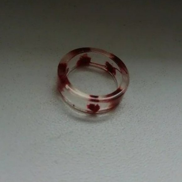 Jewelry | Clear Dried Red Flowers Transparent Resin Epoxy Ring | Poshmark